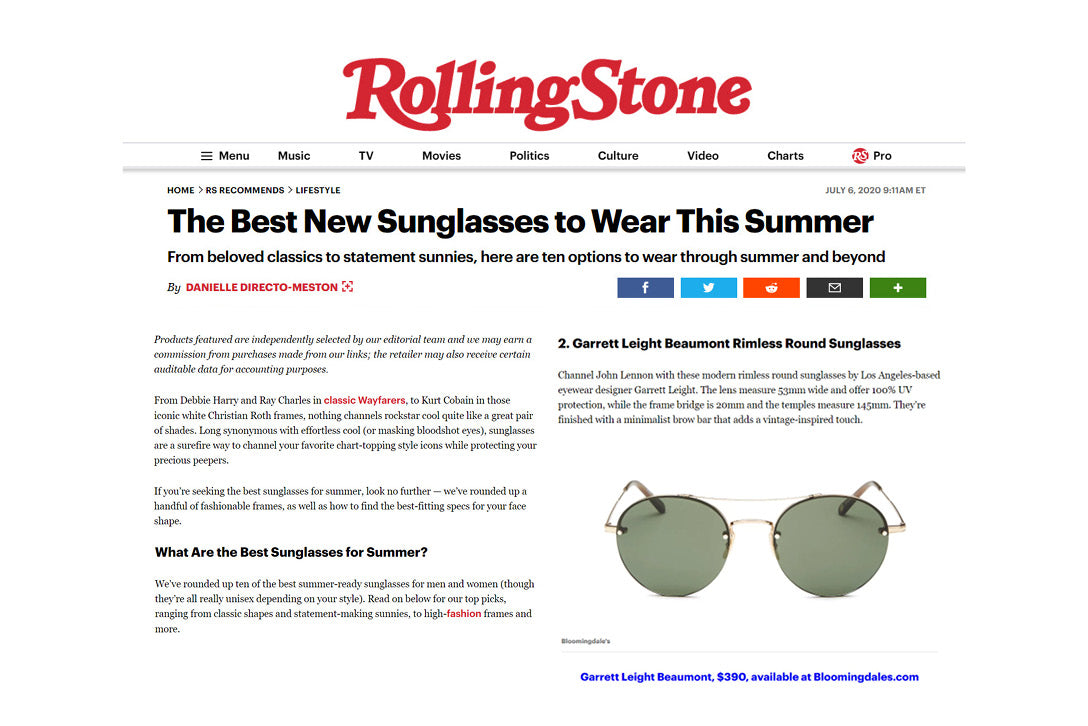 Rolling Stone July 2020 – Garrett Leight