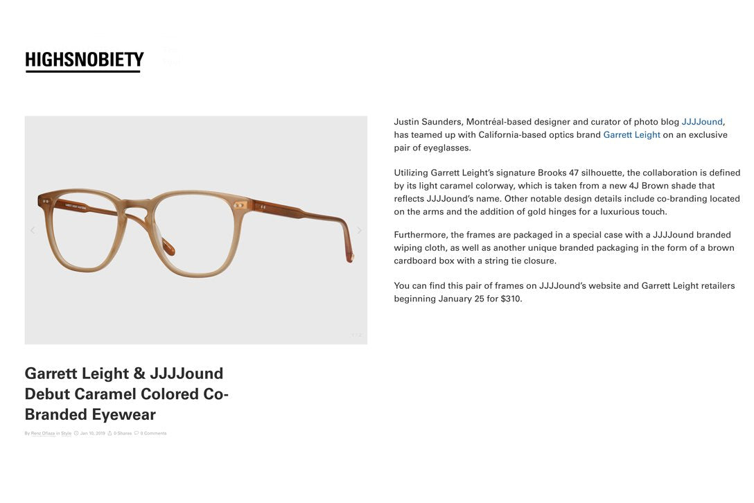 HIGH SNOBIETY – Garrett Leight